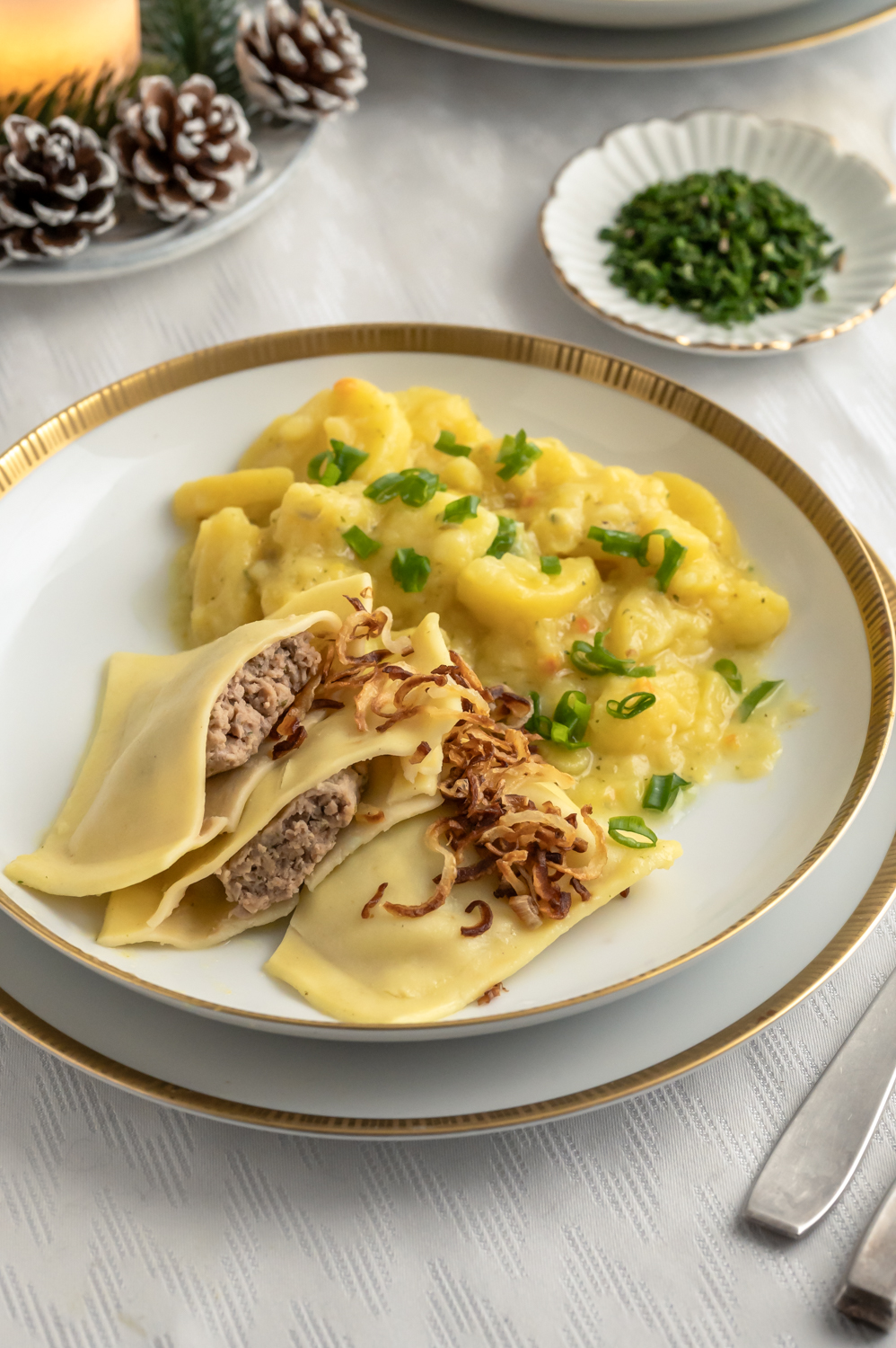 Maultaschen mit Kartoffelsalat