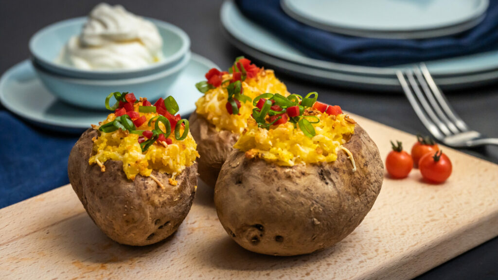 gefüllte Ofenkartoffel mit allem was der Kühlschrank hergibt, mein Rezept
